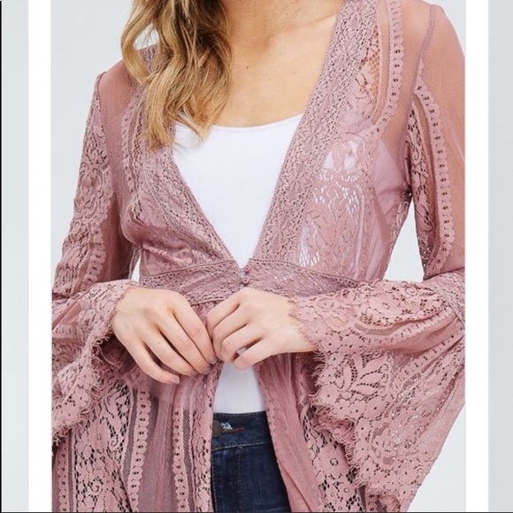 Jackets & Coats | Mauve Lace Duster Cardigan | Poshmark
